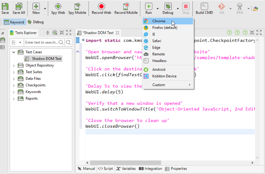 How to Automate Shadow DOM Elements with Katalon Studio?